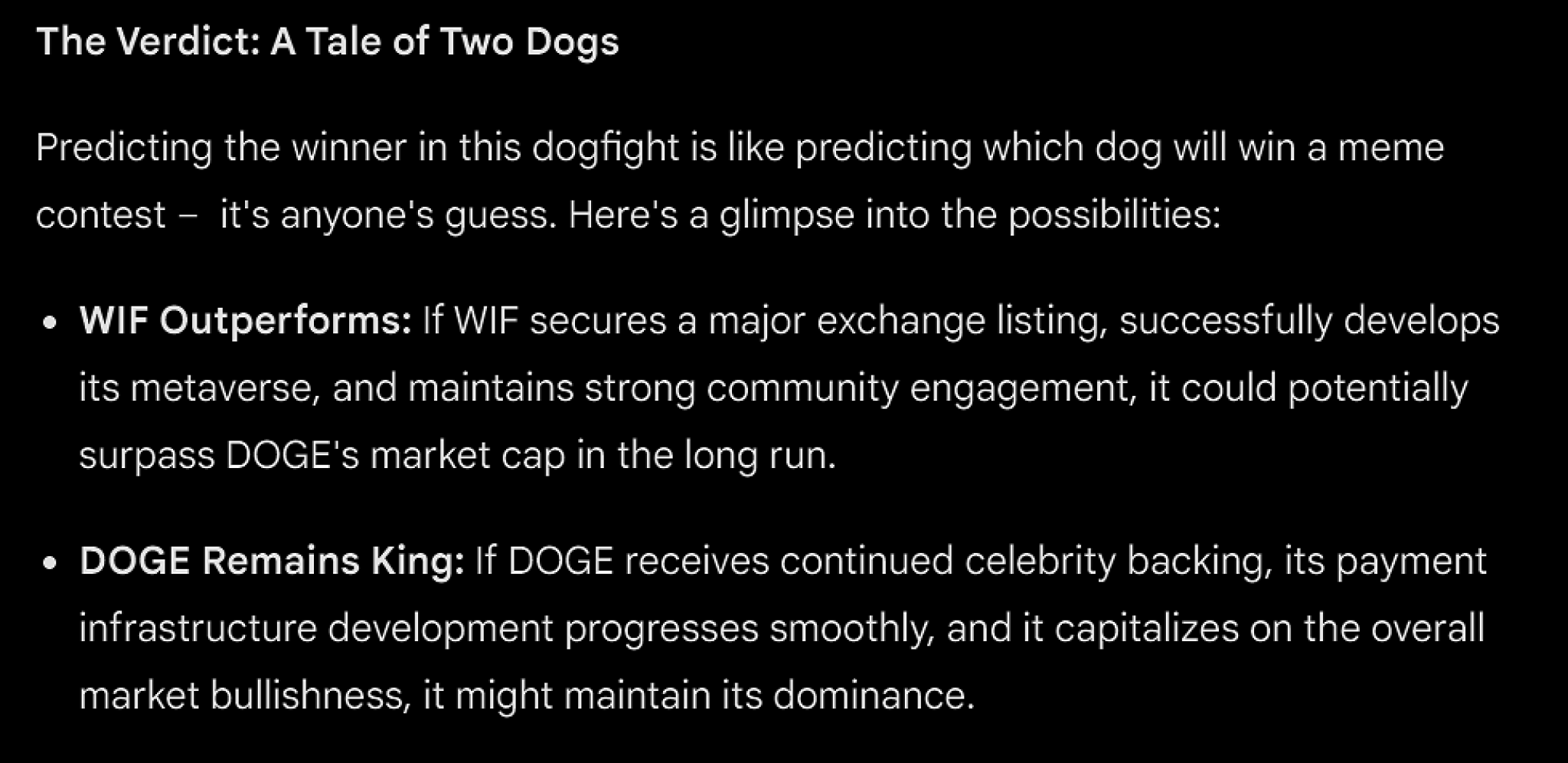 AI Predicts if Dogwifhat (WIF) Meme Coin Will Outperform Dogecoin (DOGE ...